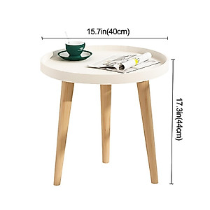 Round Side Table, White Nightstand Coffee End Table for Living Room, Bedroom, Small Spaces, Easy Assembly Modern Home Decor Bedside Table