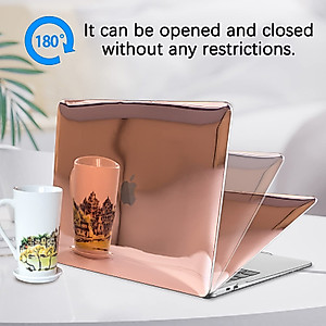 mpmpssss Compatible with MacBook Air 13 inch Case 2022 2021 2020 2019 2018 Release A2337 M1 A2179 A1932 Touch ID Hard Shell Case + 2 Keyboard Cover Glitter Shiny Mirror for Women Girl Man, Rose Gold