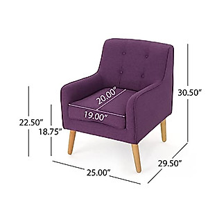 Christopher Knight Home Felicity Mid-Century Fabric Arm Chair, Purple