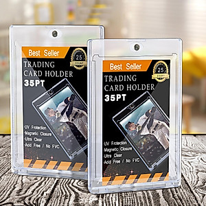 40 Pieces Thick Magnetic Card Sleeve Card Holder 35pt Hard Plastic Protector Standard Thickness Trading Cards Sleeves for Collectible Trading Cards, Baseball, Sports, Game, Playing, Credit Cards