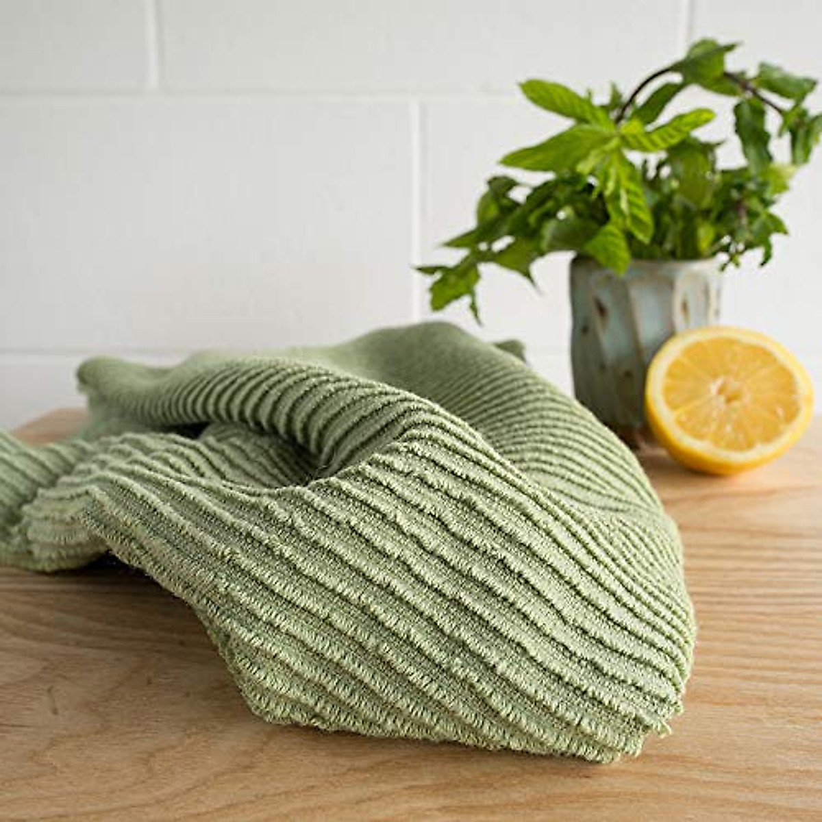 Now Designs Ripple Cotton Dish Towels, Set of 2, Sage 2
