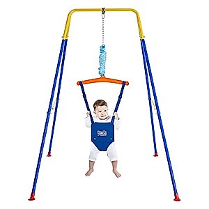 FUNLIO Baby Jumper with Stand for 6-24 Months, Infant Jumper for Indoor/Outdoor Play, Toddler Jumper for Baby Girl/Boy, with Adjustable Chain, Easy to Assemble & Store (with Stand)