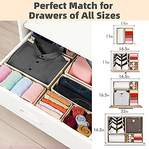 Criusia Drawer Organizer Clothes, 8 Pack Underwear Drawer Organizer, Foldable Cloth Storage Box Closet Organizers and Storage for Clothes, Socks, Scarves, Ties (Beige)