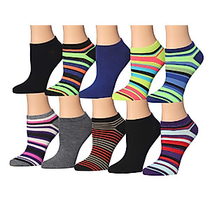 Tipi Toe Women's & Girls 20 Pairs Colorful Patterned Low Cut/No Show Socks GN12-68-20