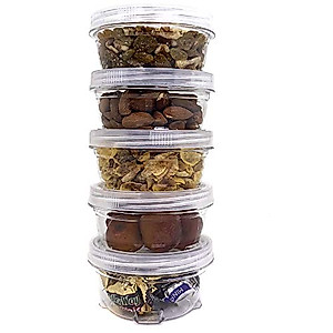 PAYLAK Storage Containers Clear Stackable Interlocking Detachable with Lid 5 for Beads Food Jewelry Coins Medicine Screws Nuts - 3 1/2" Round
