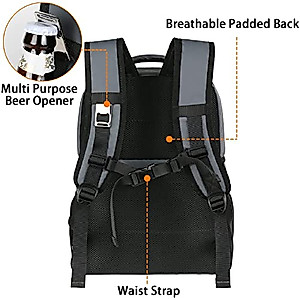 Cooler Backpack, 26 Cans Insulated Lunch Backpack for Man Women, Leakproof Double Layer Lunch Cooler Bag Lightweight Soft Lunch Backpack with Cooler Compartment, Beer Gifts for Beach Camping Hiking
