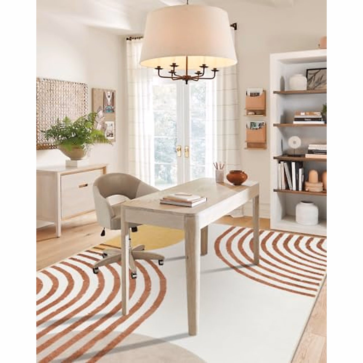 Wonnitar Boho Rugs for Living Room, 5x7 Area Rug for Bedroom,Washable Nursery Rugs Non-Slip Kids Room Throw Carpet, Soft Abstract Rainbow Low Pile Mat for Dorm Playroom Home Office (Orange,5'x7')