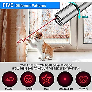 Cat Laser Toy, Laser Pointer Interactive Cat Toy for Indoor Cats Dogs, Red Light Lazer Pointer 7 Adjustable Patterns, Long Range 3 Modes USB Rechargeable Pet Kitten Laser Toy Teaching/Presentation Pen