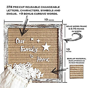 Burlap Letter Board Farmhouse Decor 10x10 Inch - Interchangeable Letter Board Classroom Decor, Farmhouse Office Decor, Farmhouse Letterboard Custom Signs Home Decor Pregnancy Announcement, Farm Décor