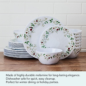 Pfaltzgraff Winterberry 24 Piece Outdoor Melamine Dinnerware Set, Service for 8