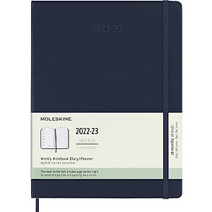 Moleskine Classic 18 Month 2022-2023 Weekly Planner, Hard Cover, XL (7.5" x 9.75"), Sapphire Blue