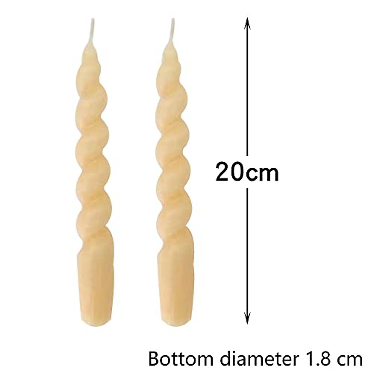 Spiral Taper Dinner Candles - Conical Stick Candles, H 7.5inch, Unscented, Aesthetic Candle, 3/4 Taper Candles, Long Votive Candles,Christmas Giftt,Chime Candles(Yellow)