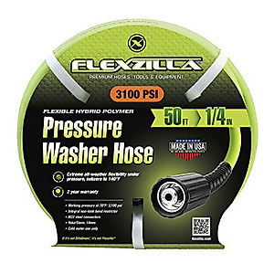 Flexzilla Pressure Washer Hose with M22 Fittings, 1/4 in. x 50 ft., ZillaGreen - HFZPW3450M-E