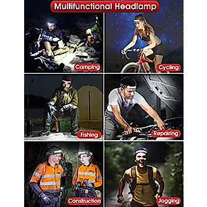Rechargeable Headlamp【2 Pack】, Rechargeable Head Lamp LED Super Bright HeadLamps for Adults 230° Wide Beam Camping Head Light for Head USB Charging for Camping Accessories, Hardhat Light, Repairing