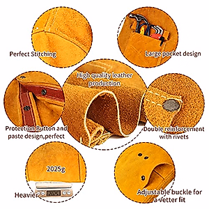 Welding Leather Jackets Flame-Resistant Heavy Duty Split Cowhide Leather Welder Jacket for Men & Women XX-Large, (Large, Brown)