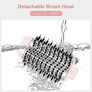 Hair Dryer Brush Set, IG INGLAM 4 in 1 Blowout Brush, Negative Ion Detachable Hair Dryer & Styler Volumizer Hot Air Hair Dryer Brush with 2 Styling Brush Heads, Pink
