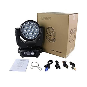 VShow 19x15W RGBW 4IN1 Aura Zoom Wash Moving Head Light with Backlight Led- LED Beam Zoom Moving Lights, Stage Led Moving Head Lighting for Dj Disco and Party (Black)