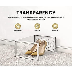 Pinkpum Shoe Storage Boxes, Shoe Organizer for Closet Clear, Shoe Boxes Clear Plastic Stackable, Folable Storage Bins with Lids,12 Pack