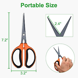 GROWNEER 3 Packs Pruning Shears with Straight Blades, 3 Packs Trimming Scissors with Non Stick Blades, Gardening Hand Pruning Snips with Straight Stainless Steel Precision Blade