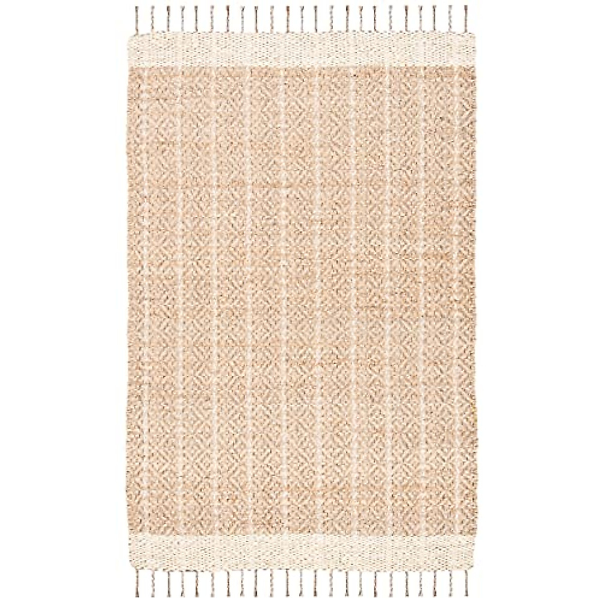 SAFAVIEH Cape Cod Collection 8' x 10' Ivory / Natural CAP846A Handmade Braided Tassel Jute Area Rug