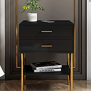 WALNUTA Nordic Light Luxury Bedside Table Simple Modern Bedroom Storage Cabinet Bedside Cabinet Net Red Black Drawer Ins Cabinet