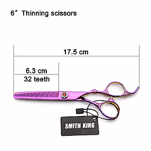 Professional Hair Cutting Scissors Set with Razor Comb Case,Hair cutting shears Hair Thinning shears with rose handle (6.0 inches)