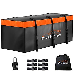 Hitch Mount Cargo Carrier Bag, 20 Cubic Feet 100% Waterproof Car Tray Luggage Bag (59" 24" 24") with 6 Reinforced Straps + 1 Combination Lock, Fits for All Vehicles with Steel Trailer Basket (Large)