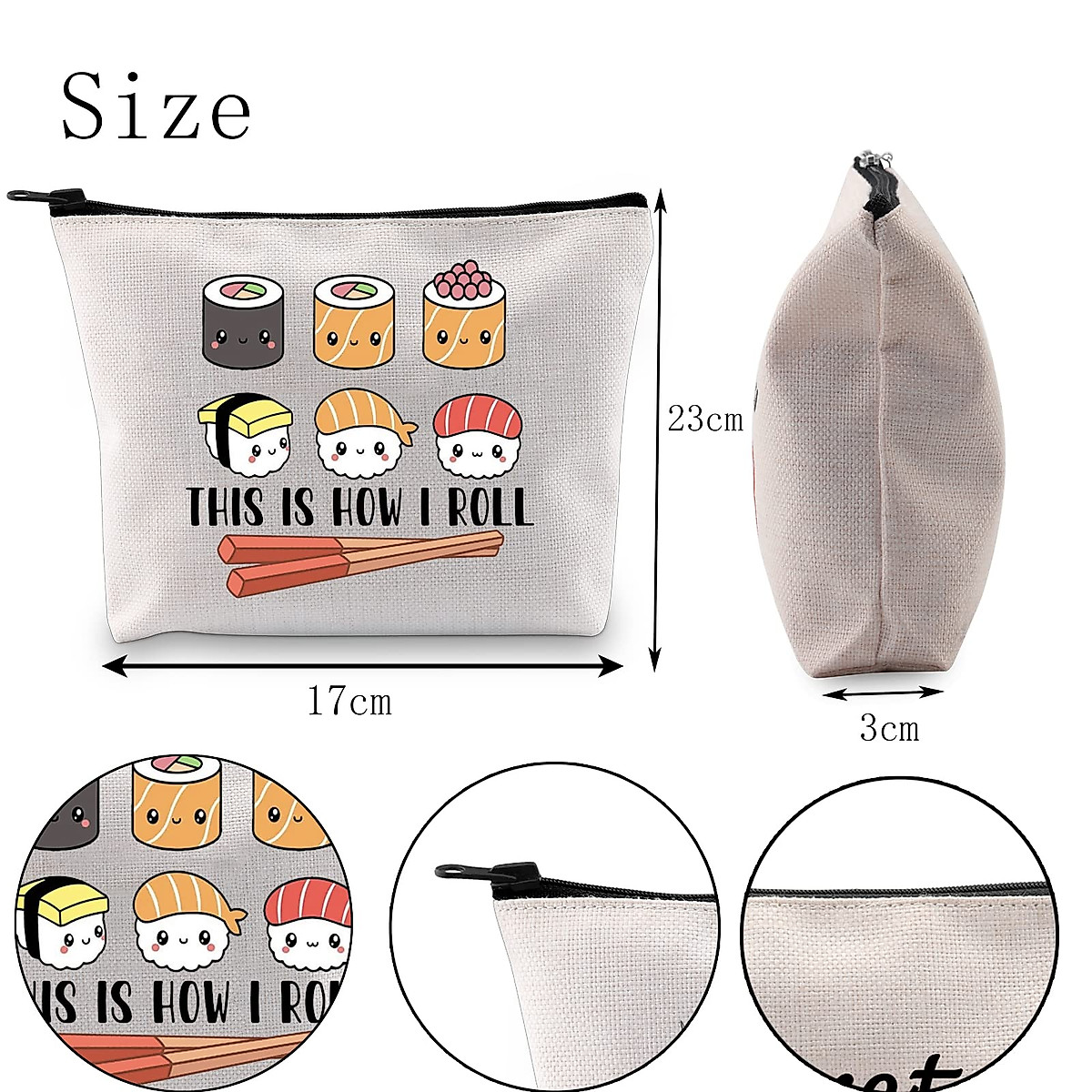 POFULL Sushi Lover Gift This Is How I Roll Cosmetic Bag Sushi Party Gift Japanese Cuisine Sushi Lover Gift (Sushi bag)