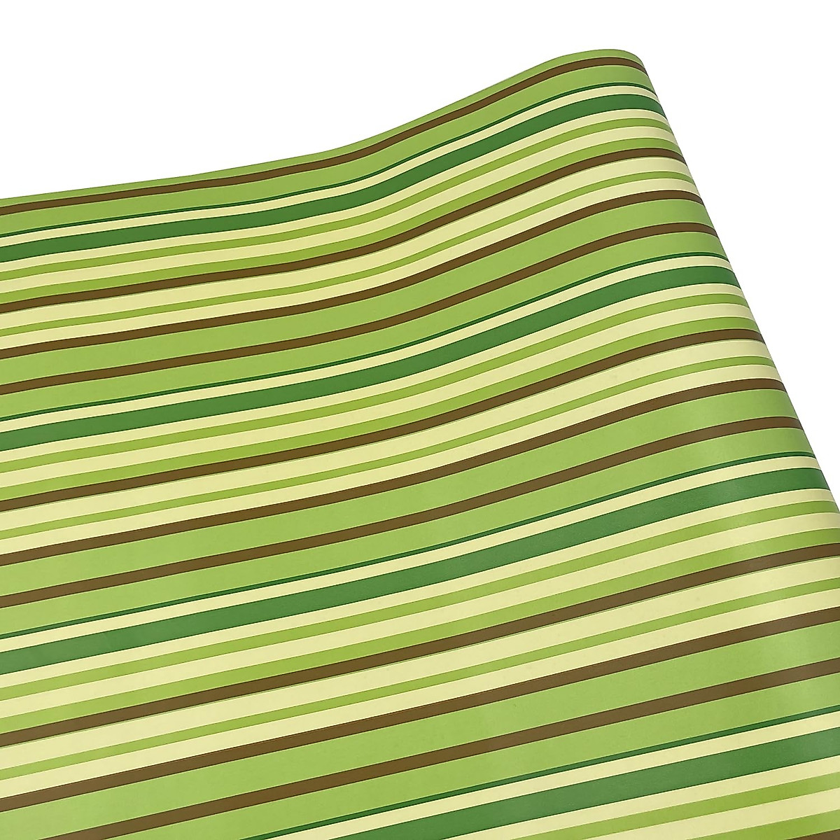 Yifely Peel & Stick Shelf Liner Removable Furniture Paper for Covering Apartment Old Cabinets Drawers, Green Stripes, 17.7 Inch by 9.8 Feet