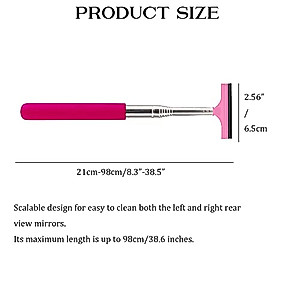 TRNOI Car Mirror Wiper 1PC,Telescopic Auto Mirror Squeegee Cleaner,Portable Cleaning Tool for All Car/SUV/Truck,Universal Car Accessories(Rose Red,1PC)