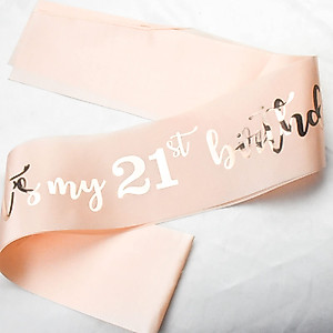 SGKUED 'It's My 21st Birthday' Sash, Rose Gold Soft Satin Sash with Rose Foil Lettering Birthday Sash for Girl 21st Birthday Party Favors and Decorations