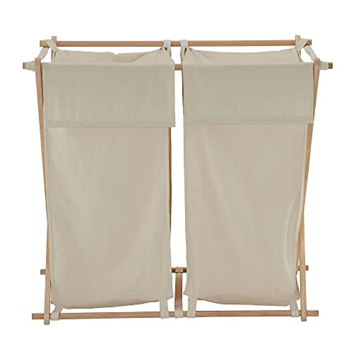 Household Essentials 6786-1 Collapsible Double X-Frame Laundry Hamper Sorter with Fold Over Lid , White