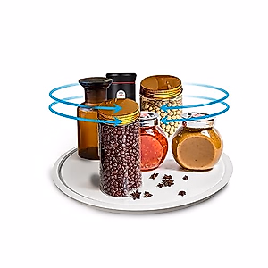 12 inch Bathroom Lazy Susan Counter Non-Skid Tray for Cabinet Pantry Kitchen Home Table, Made of Beech, DIY Assembly Turntable Lazy Susan Organizer White