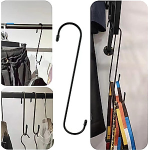 LRUUIDDE Extra Large Plant S Hooks (6 Pack 10 inch) Rust Resistan Heavy Duty Long S Hooks for Hanging Plant,Tree Branch,Bird Feeder, Pans Closet Garden Pergola Indoor Outdoor Large Hooks (Black)