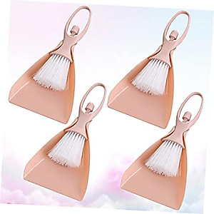 COLLBATH 4 Sets Household Supplies Mini Broom and Dustpan Set Portable Cleaning Set Whisk Brooms Cleaning Brushes Gadget Cleaning Utensils Lecrueset Pans Desktop Cleaner Cleaning Tools Pink