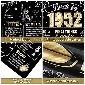 71st Birthday Decorations Back in 1952 Banner Backdrop for Men Women, Happy 71 Theme Birthday Sign Background Party Supplies, Black Gold Seventy-one Birthday Photo Poster Party Decor