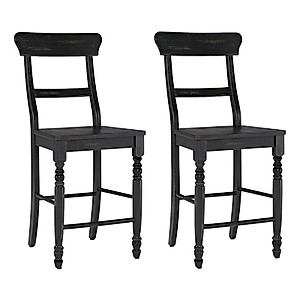 Progressive Furniture Savannah Court 24" Wood Counter Chair in Black (Set of 2)