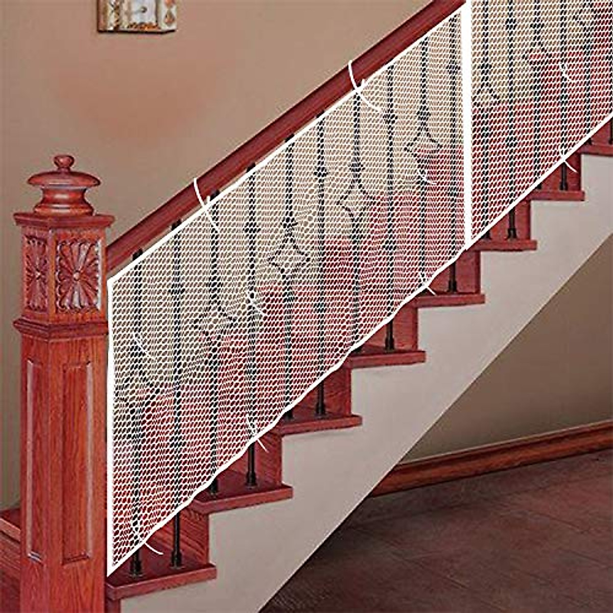 LiXiongBao Child Safety Net Kids Stairs Safety Railing & Banister Guard Baby Thick Hard Mesh Netting Protection Rail Balcony Stair Fence Baby Fence Stairwell Net Decoration (10ft x 2.5ft)