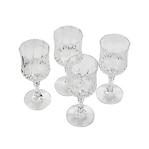 Home-X - Elegant Unbreakable Hard Plastic Crystal Goblets | Ideal For Wine & Champagne | Perfect Stem Glass For Parties, Weddings, Outdoor Events, BBQ and Picnics
