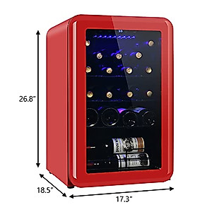 24 Bottle Wine Cooler Cabinet Beverage Fridge Small Wine Cellar Soda Beer Counter Top Bar Fast Cooling Low Noise Frost Free Wine Fridge with Professional Compressor for Small Kitchen, Apartment, RV