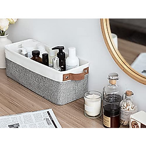 StorageWorks 2-Pack Narrow Storage Bins with 3-Pack Foldable Storage Baskets