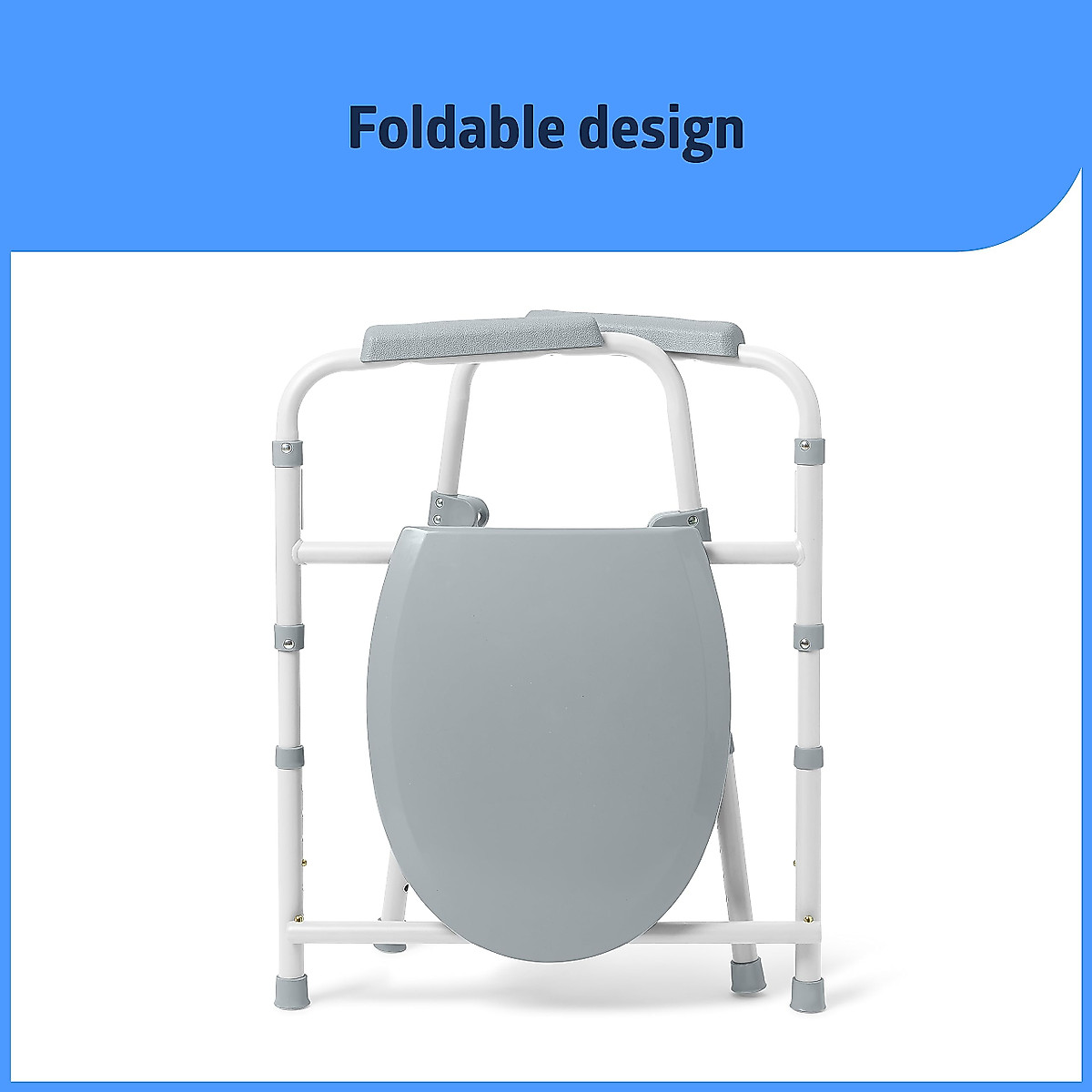 Medline 3-in-1 Aluminum Elongated Commode Seat, 350 lbs. capacity, for Seniors, Elderly and Adults