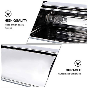 Cabilock Metal Bread Bin Box Stainless Steel Bread Box Countertop Bread Bin Roll Up Bread Storage Container Metal Bread Keeper Box for Kitchen Bread Storage Case (16.9x9x5.7 inch)