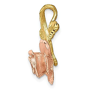 IceCarats 14K Two Tone Gold Rose Flower Floating Chain Slide Pendant Necklace Charm Only