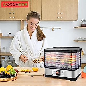 8 Trays Food Dehydrator Machine, Dehydrators for Food and Jerky, Food Dehydrator Machine with Fruit Roll Sheet for Meat, Herbs, Upgraded Digital Timer and Temperature Control | BPA Free | 400 Watts