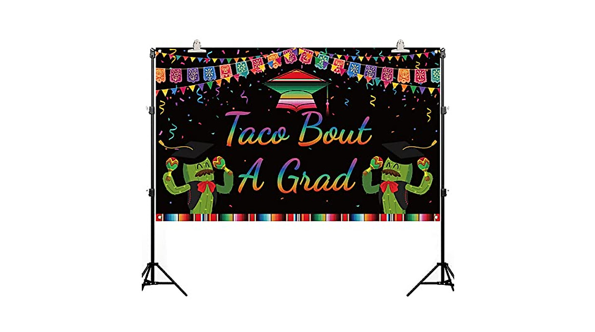 Taco Bout A Grad Mexican Graduation Backdrop Banner for Class of 2023