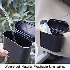 CZWL&HG Portable Hanging Mini Car Trash Can,Wastebasket Trash Can with Lid, Plastic Desktops Trash Can, Garbage Can for Car Office Home,Waterproof Odorless Garbage Can (Black, 1)