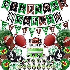Football Party Decorations, Football Birthday Party Decorations, Sports Party Supplies Set Include Happy Birthday Banner, Football Balloon, Football Cake Topper for for Kids Birthday Football Party