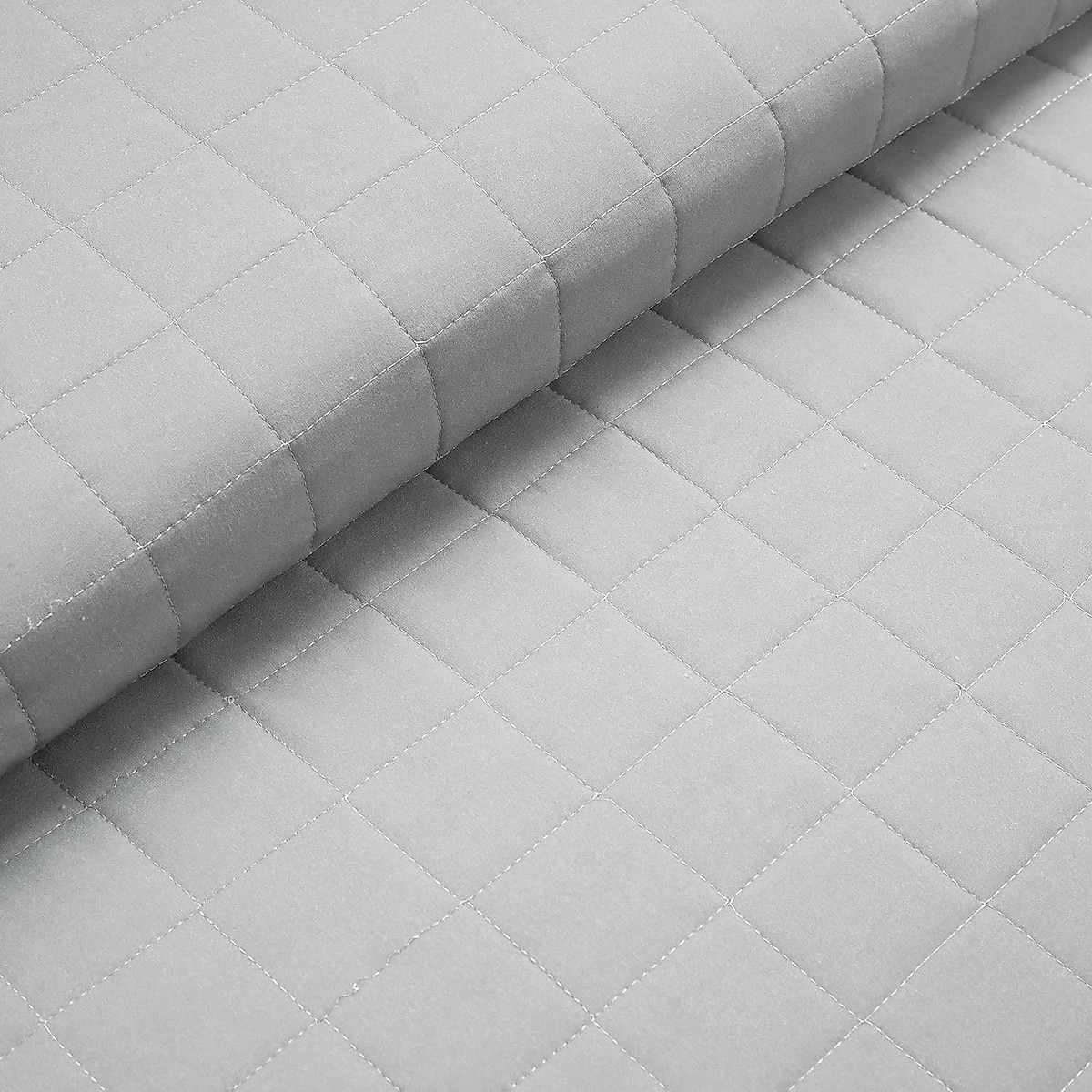 Lush Decor Farmhouse Box Stitch and Stripe Oversized Reversible Cotton 3 Piece Quilt Set, Full/Queen, Gray