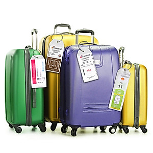 SWATOM Cruise Luggage Tags PVC Holders -Waterproof-Clear Luggage Tag-Zip Seal-Etag Bag for Royal Caribbean & Celebrity 2024 & 2025 Cruise Line Ships with Steel Loops (7.9x2.5'' 4P)